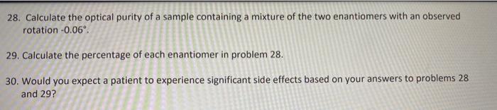 Solved 28. Calculate the optical purity of a sample | Chegg.com