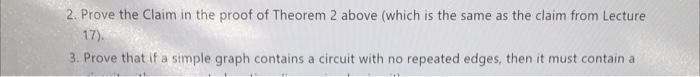 Solved Ch2，#2 Theorem 2. If G is a connected multigraph | Chegg.com