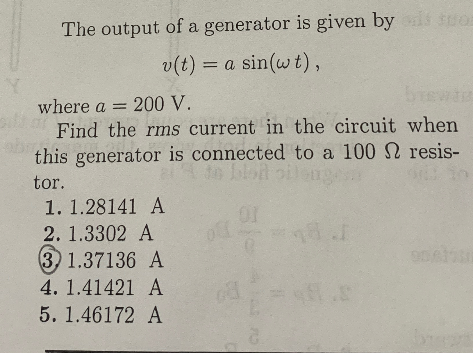 Solved The output of a generator is given | Chegg.com