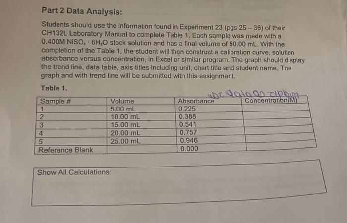 Solved \begin{tabular}{|l|l|l|l|} \hline Sample \# & Volume | Chegg.com