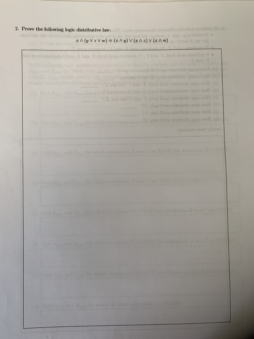 Solved 2. Prove the following logic distributive law. IA (Y | Chegg.com