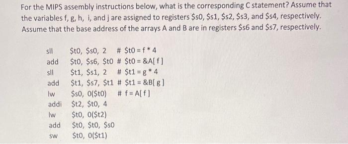 Solved For the MIPS assembly instructions below, what is the | Chegg.com
