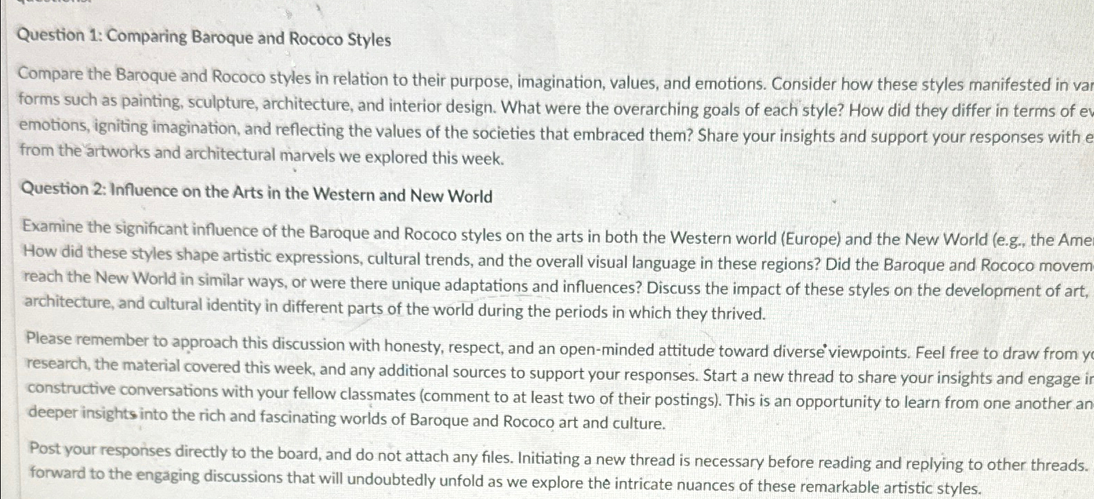 Solved Question 1: Comparing Baroque and Rococo | Chegg.com