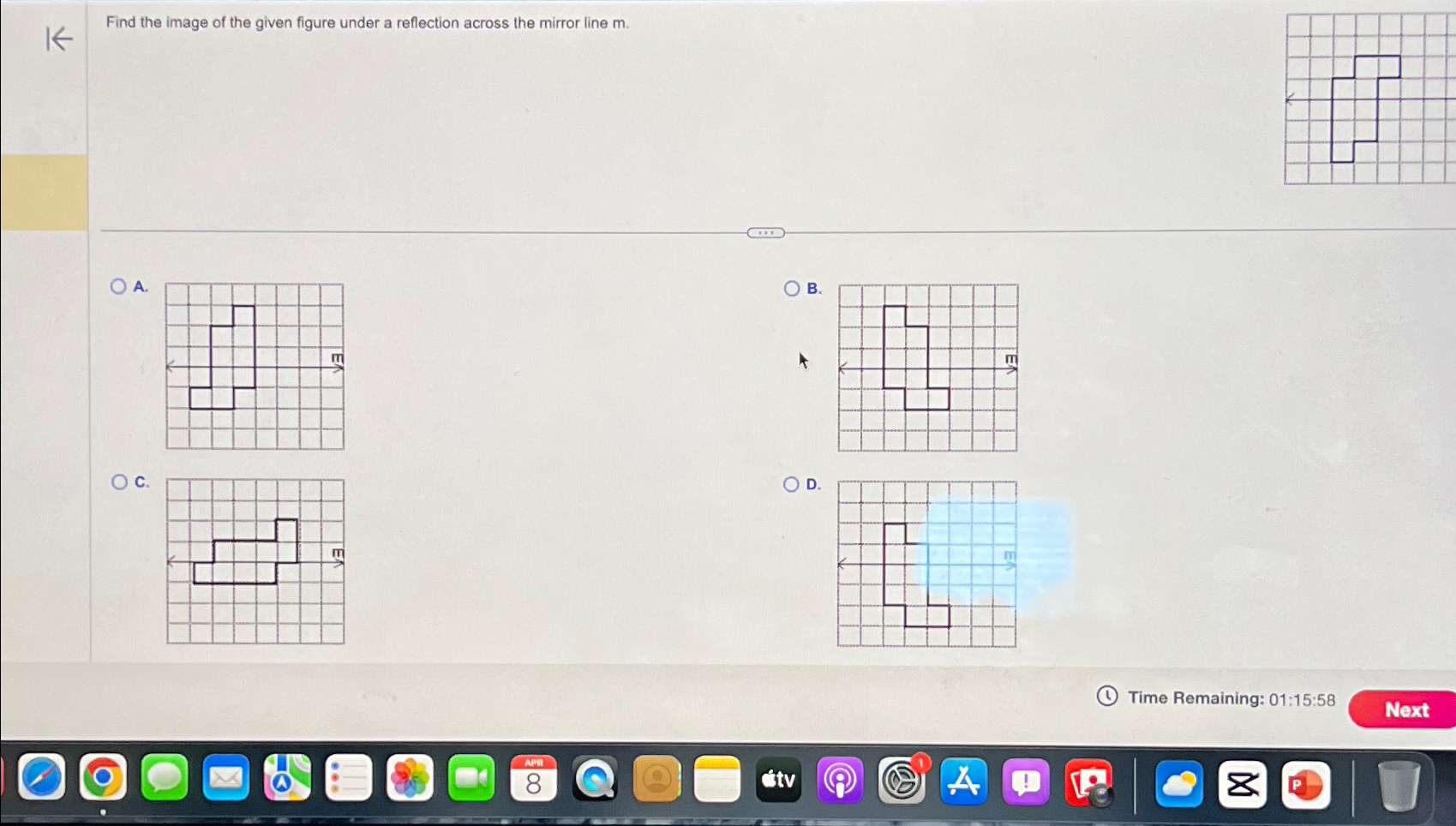 Solved Find the image of the given figure under a reflection | Chegg.com