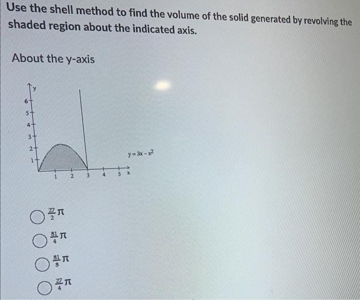 Solved Use the shell method to find the volume of the solid | Chegg.com
