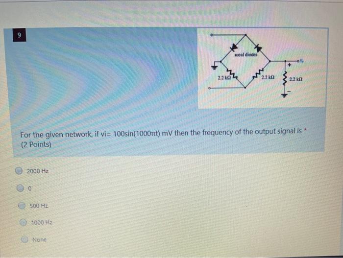 Solved 9 wel diodes 22102 2.2k 222 For the given network, if | Chegg.com