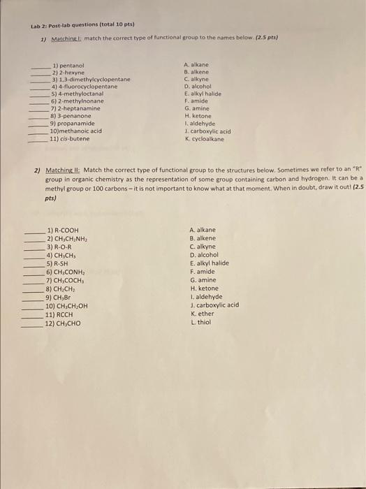 Solved Lab 2: Post-lab questions (total 10 pts) 1) Matching | Chegg.com