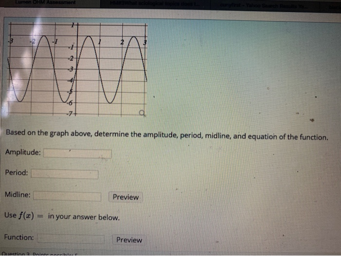 Solved 4 Based on the graph above, determine the amplitude, | Chegg.com