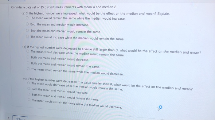 Solved Consider a data set of 15 distinct measurements with | Chegg.com
