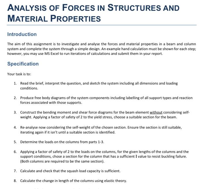 Solved ANALYSIS OF FORCES IN STRUCTURES AND MATERIAL | Chegg.com