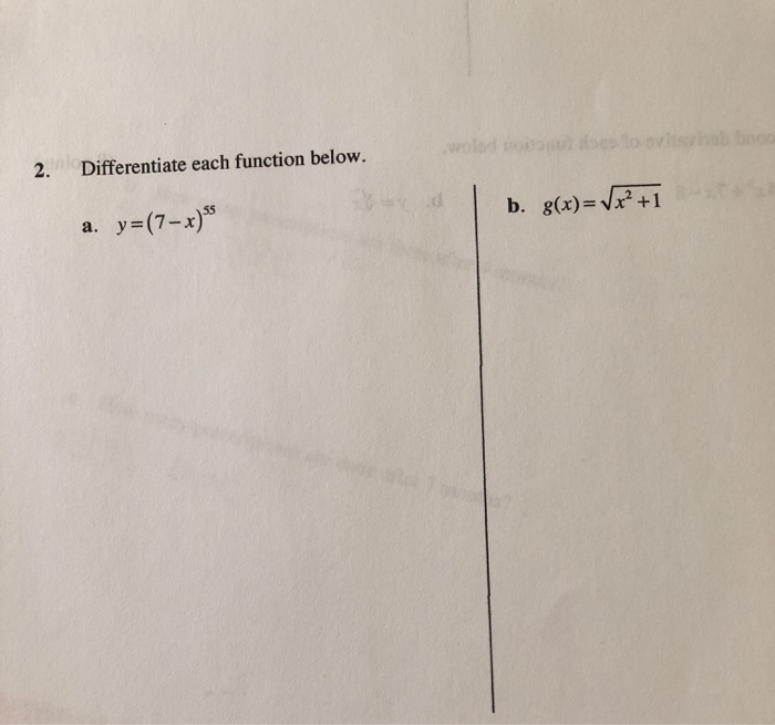 Solved 2. Differentiate each function below. b. 8(x)=\x² +1 | Chegg.com