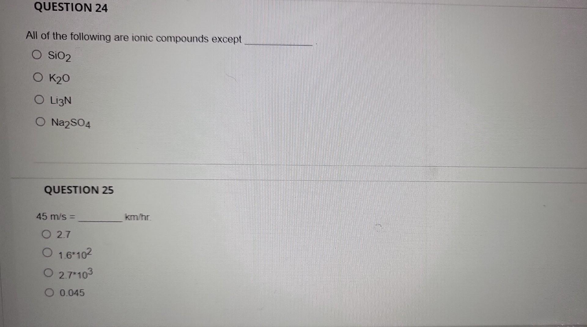 Solved All of the following are ionic compounds except SiO2 | Chegg.com