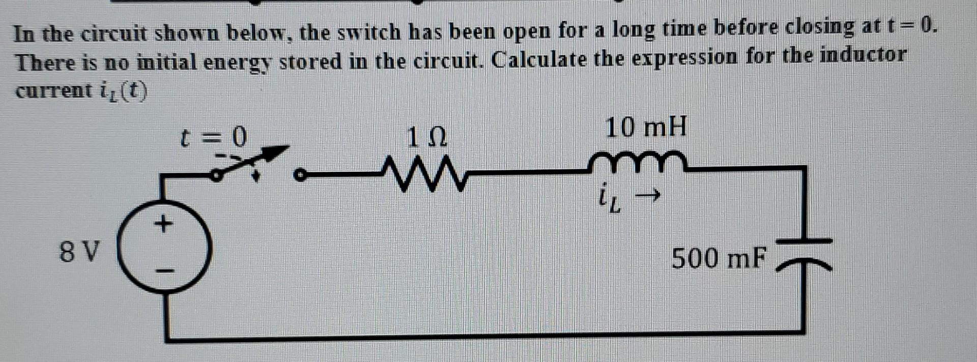 Solved In the circuit shown below, the switch has been open | Chegg.com