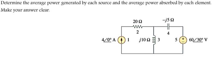 Determine the average power generated by each source | Chegg.com Determine the average power generated by each source | Chegg.com