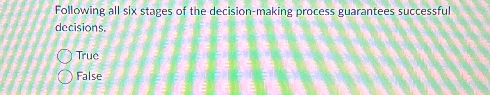 Solved Following all six stages of the decision-making | Chegg.com