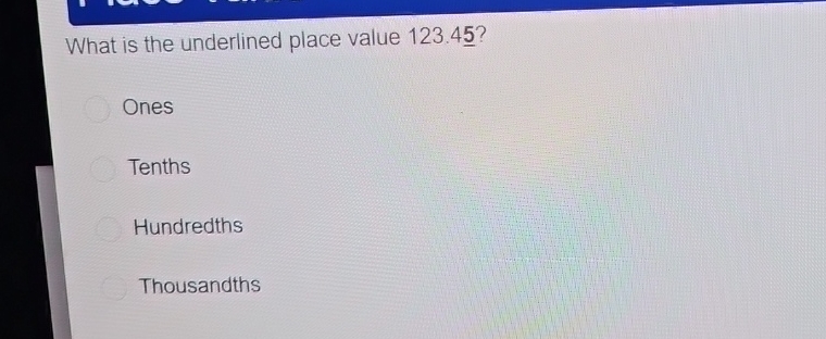 Solved What is the underlined place value | Chegg.com