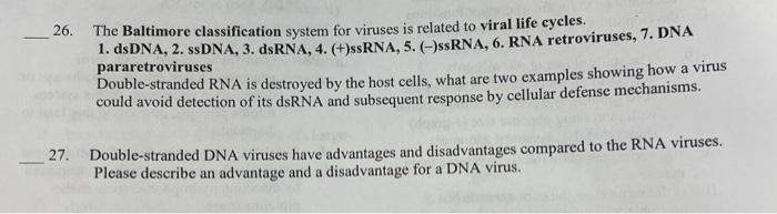 26. The Baltimore classification system for viruses | Chegg.com