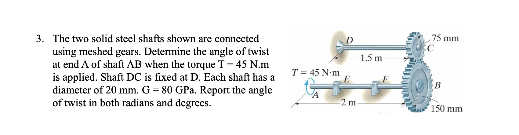 Solved 3. ﻿The two solid steel shafts shown are connected | Chegg.com