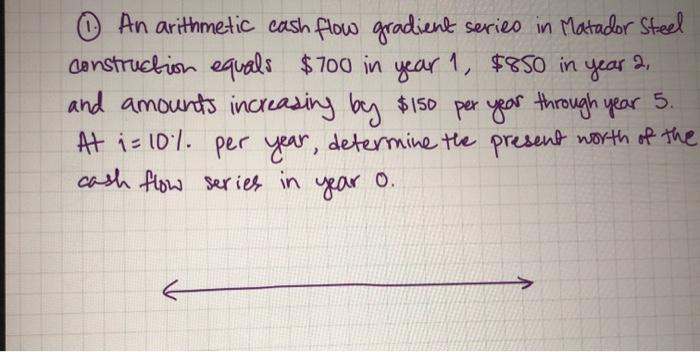 Solved ① An arithmetic cash flow gradient series in Matador | Chegg.com