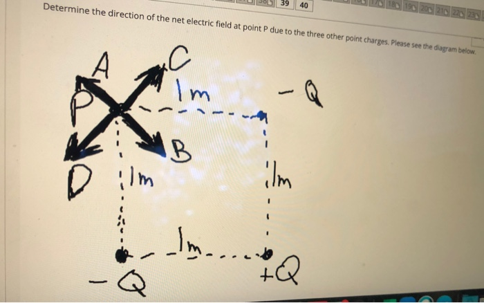 Solved Determine the direction of the net electric field at | Chegg.com
