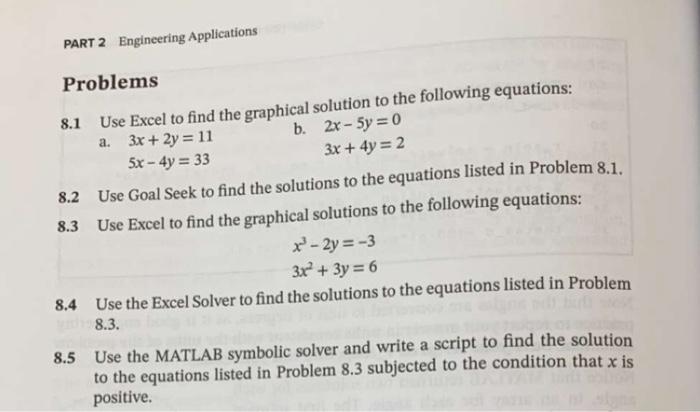 Solved PART 2 Engineering Applications Problems 8.1 Use | Chegg.com