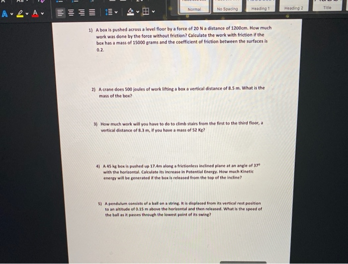 Solved Normal No Spacing Heading 1 Heading 2 Title ALA ilil | Chegg.com