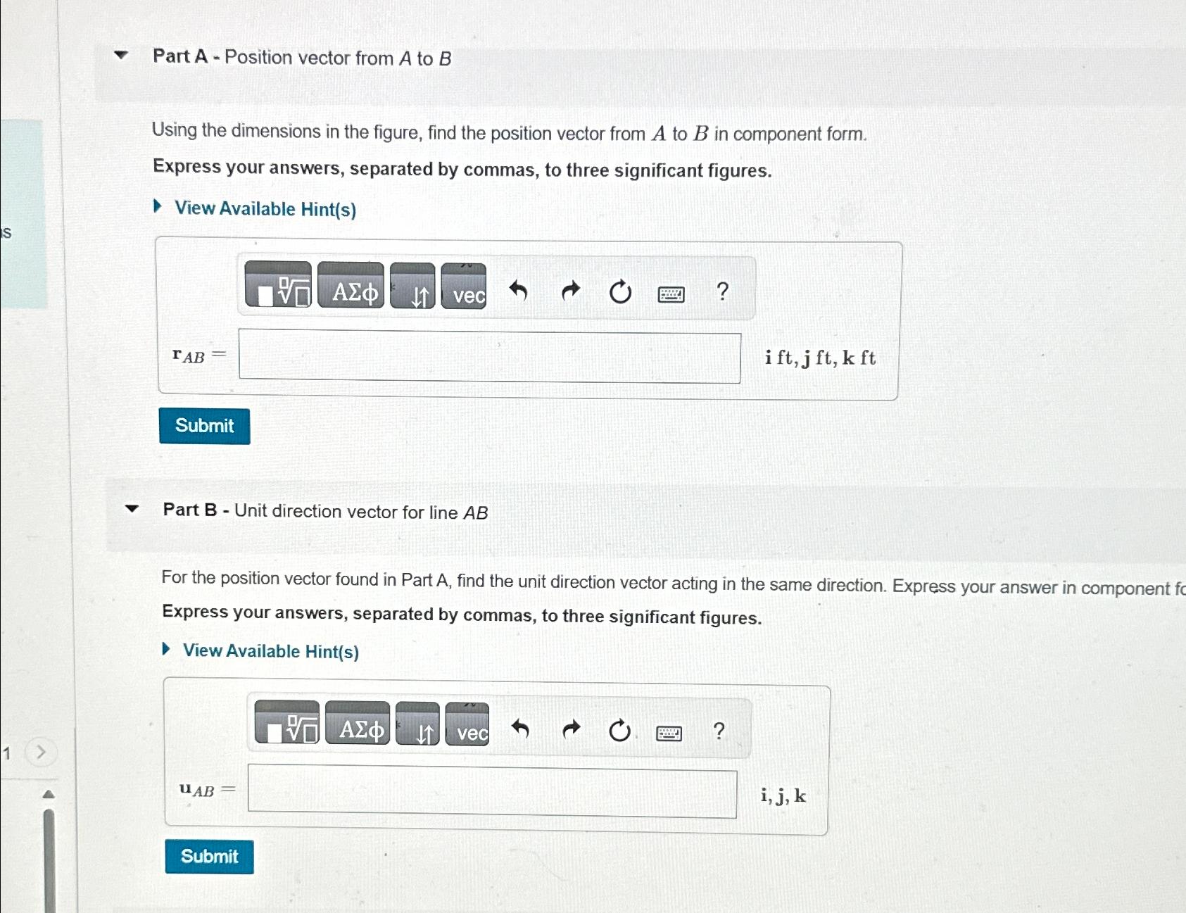 Part A - Position vector from A to B\\nUsing the | Chegg.com