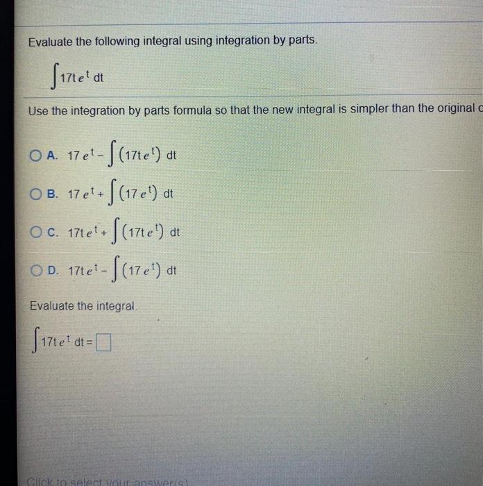 Solved Evaluate the following integral using integration by | Chegg.com