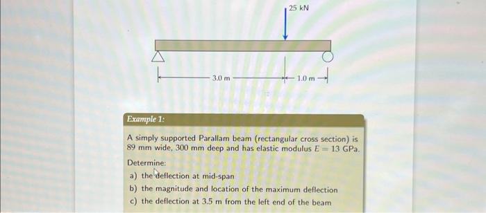 Solved Exmmple 1: A simply supported Parallam beam | Chegg.com