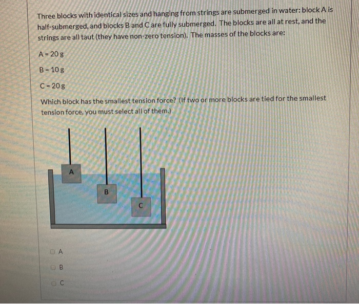 Solved Three blocks with identical sizes and hanging from | Chegg.com