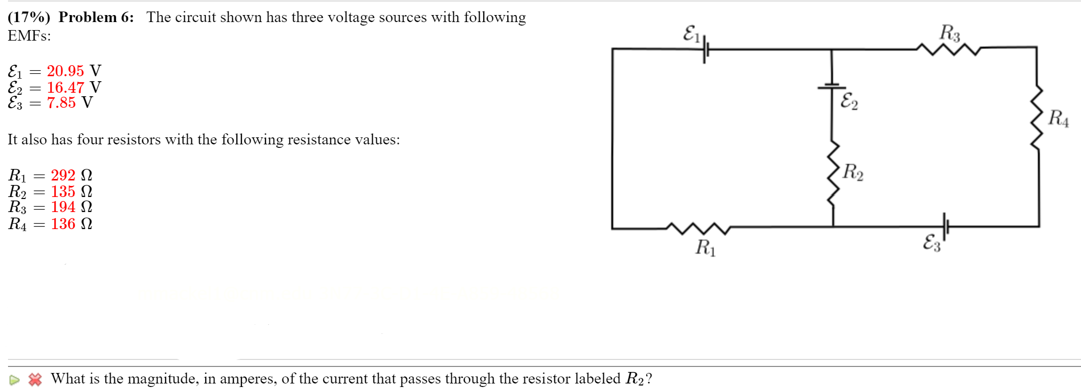 Solved (17%) ﻿Problem 6: The circuit shown has three voltage | Chegg.com