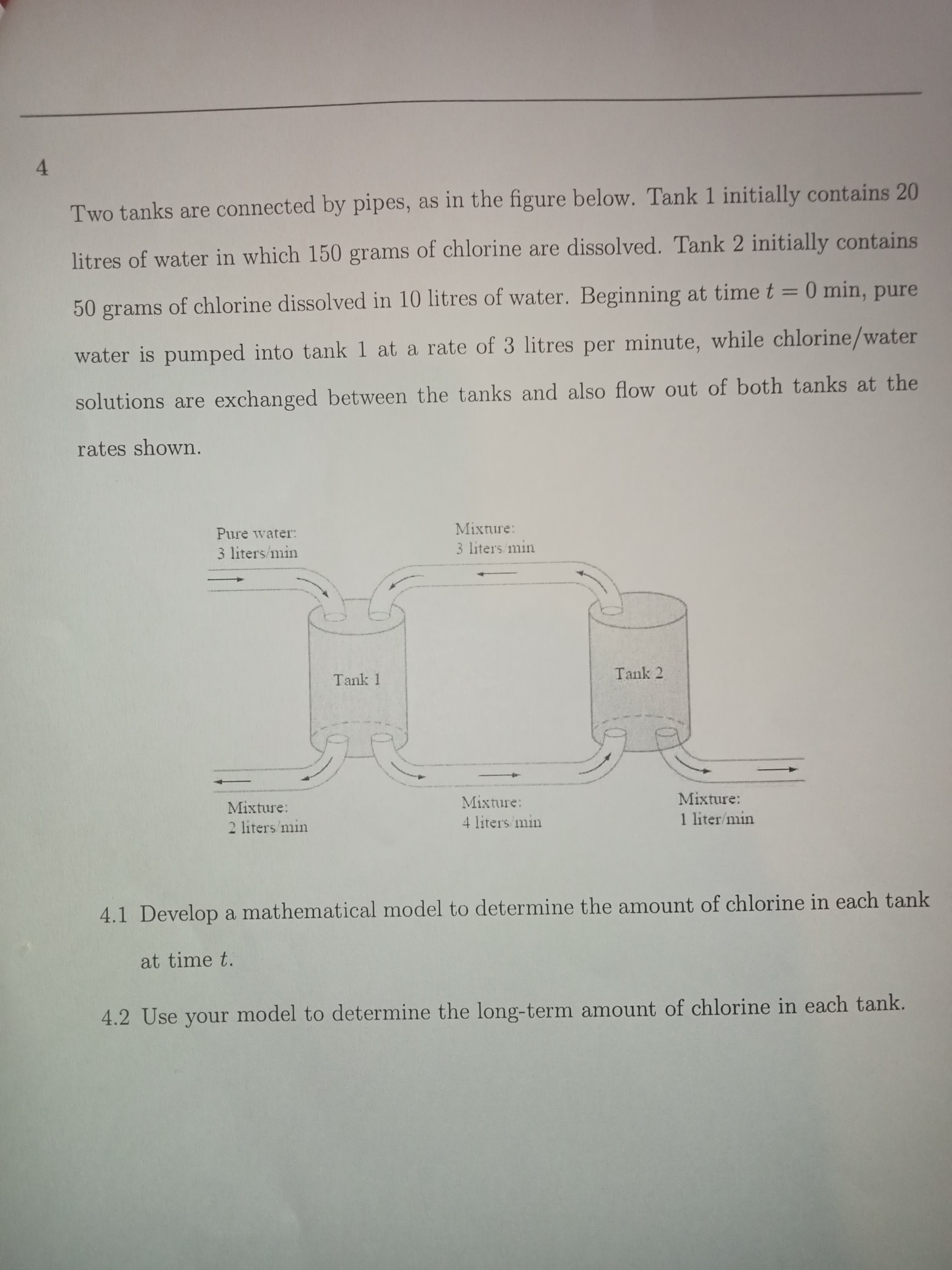 P 4Two tanks are connected by pipes, as in the figure | Chegg.com