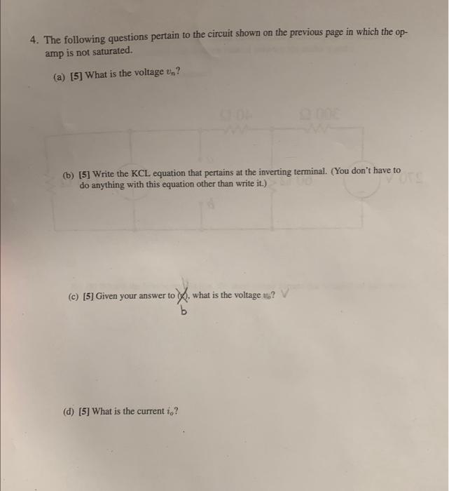 Solved 4. The following questions pertain to the circuit | Chegg.com
