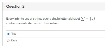 Solved Question 2Every infinite set of strings over a single | Chegg.com