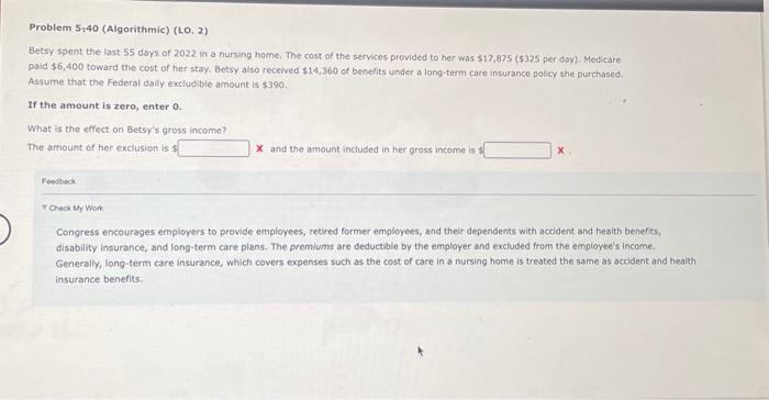 Solved Problem 5140 (Algorithmic) (LO.2) Betsy spent the | Chegg.com