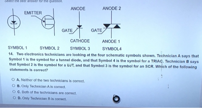 Solved Select the best answer for the question. ANODE ANODE | Chegg.com
