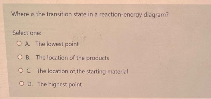Solved Where is the transition state in a reaction-energy | Chegg.com