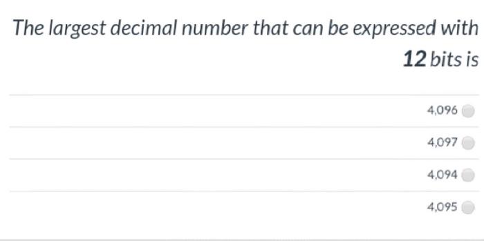 Solved The largest decimal number that can be expressed with | Chegg.com