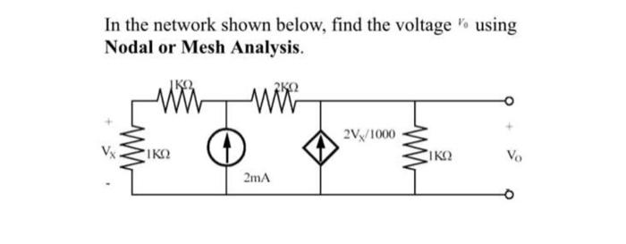 Solved In the network shown below, find the voltage v0 using | Chegg.com