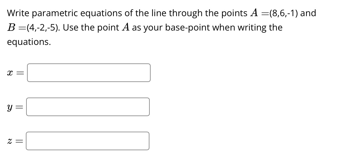 Solved Write parametric equations of the line through the | Chegg.com