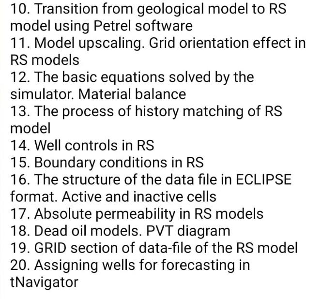 Solved 10. Transition from geological model to RS model | Chegg.com