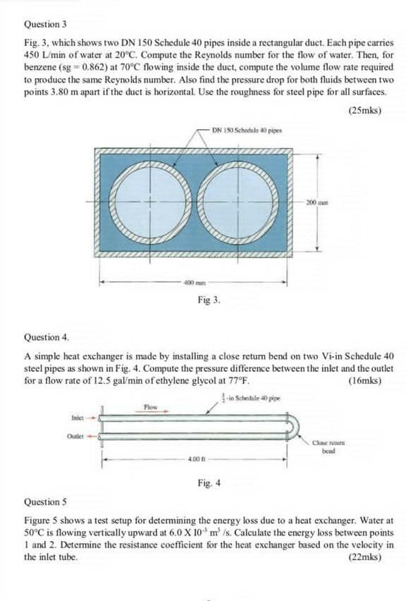 Solved Question 3 Fig. 3, which shows two DN 150 Schedule 40 | Chegg.com