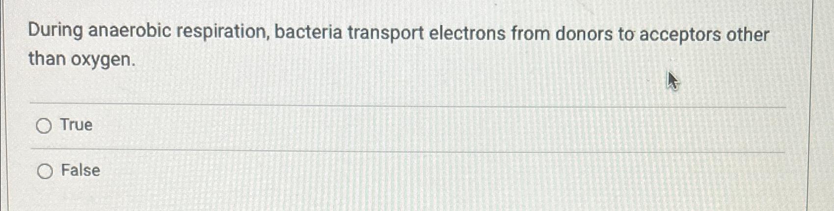 Solved During anaerobic respiration, bacteria transport | Chegg.com