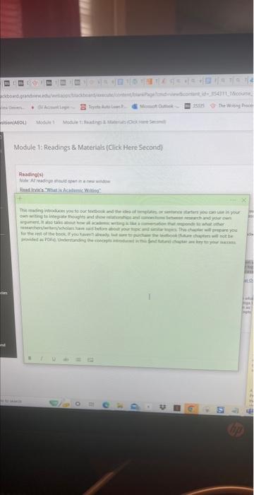 Module 1: Readings \& Materials (Click Here Second) | Chegg.com