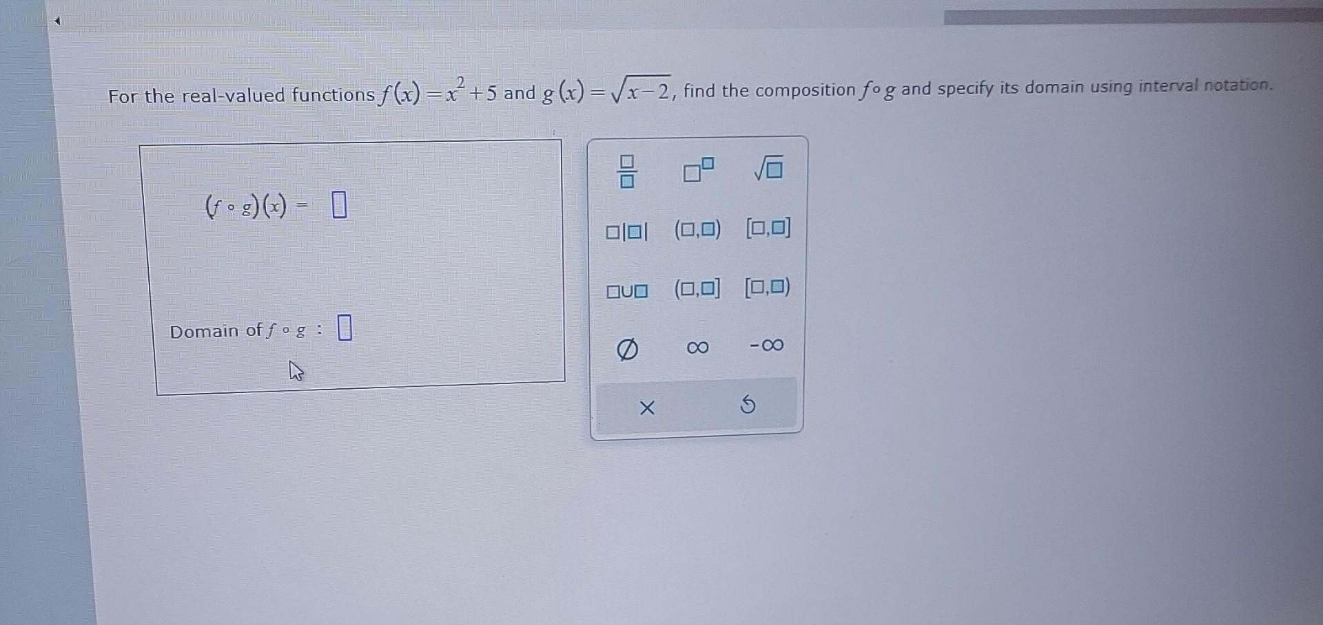 Solved For the real-valued functions f(x)=x²+5 and | Chegg.com