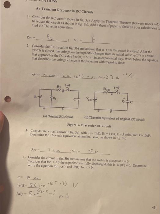 Solved 1. Consider the RC circuit shown in fig. 3a), Apply | Chegg.com
