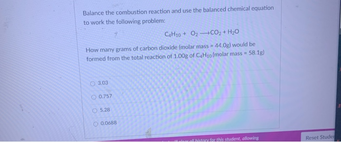 Solved Balance the combustion reaction and use the balanced | Chegg.com