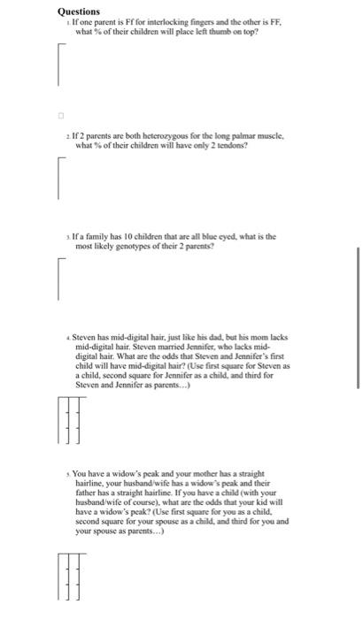 Solved Instructions The following traits have been | Chegg.com