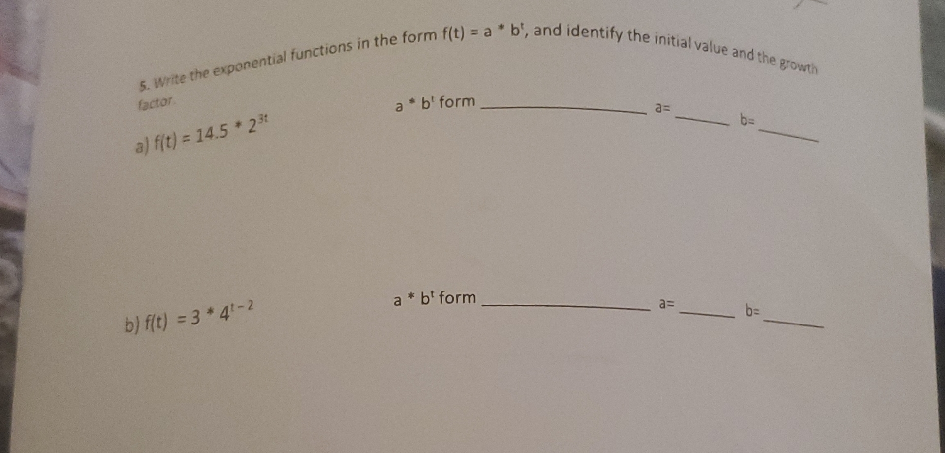 Solved Write the exponential functions in the form | Chegg.com