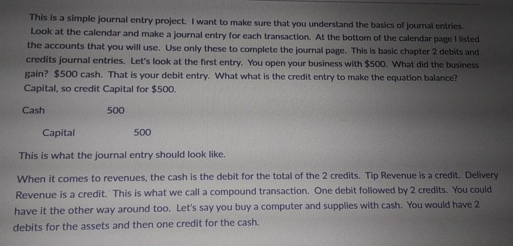 Solved This is a simple journal entry project. I want to | Chegg.com